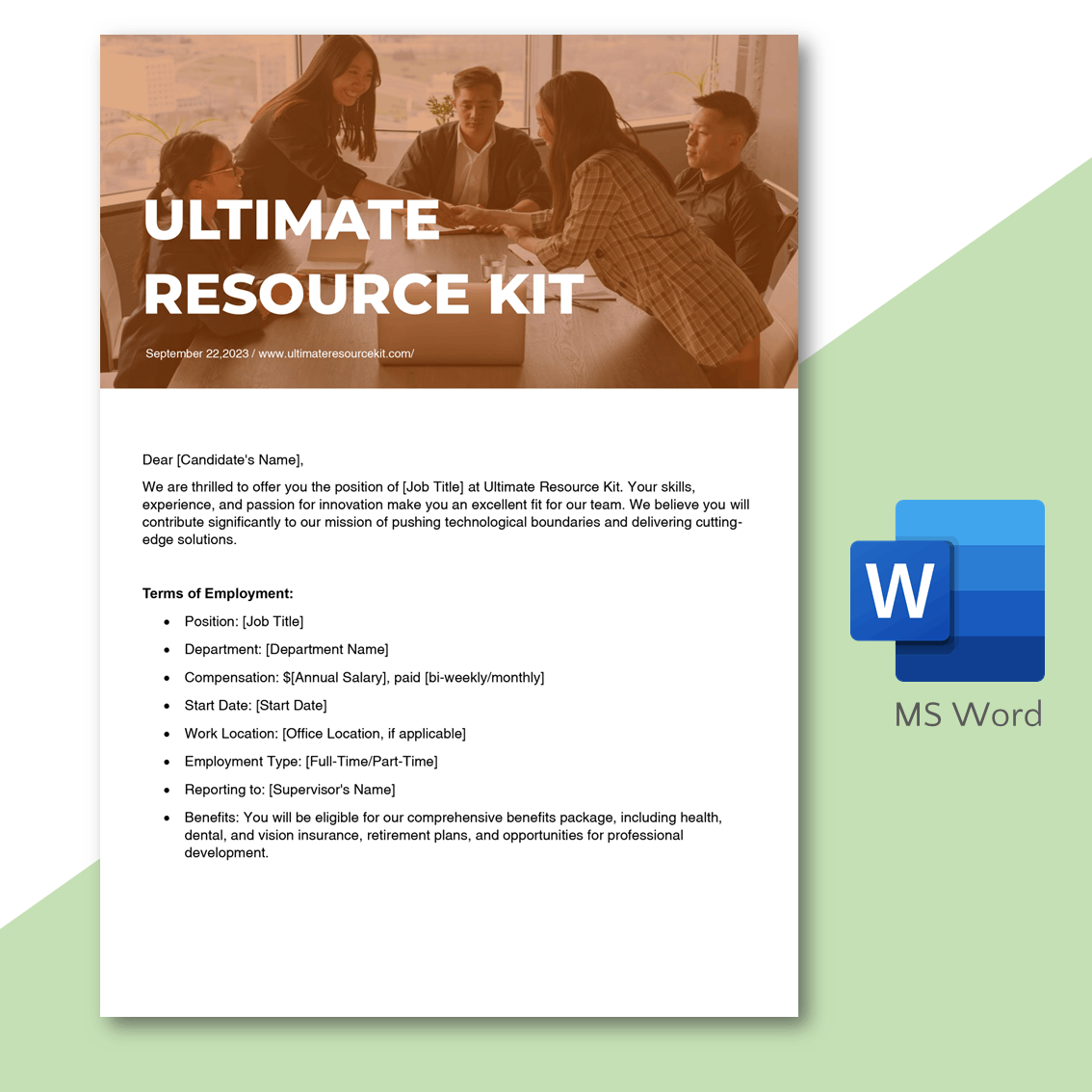Offer Letter Word Template | Ultimate Resource Kit