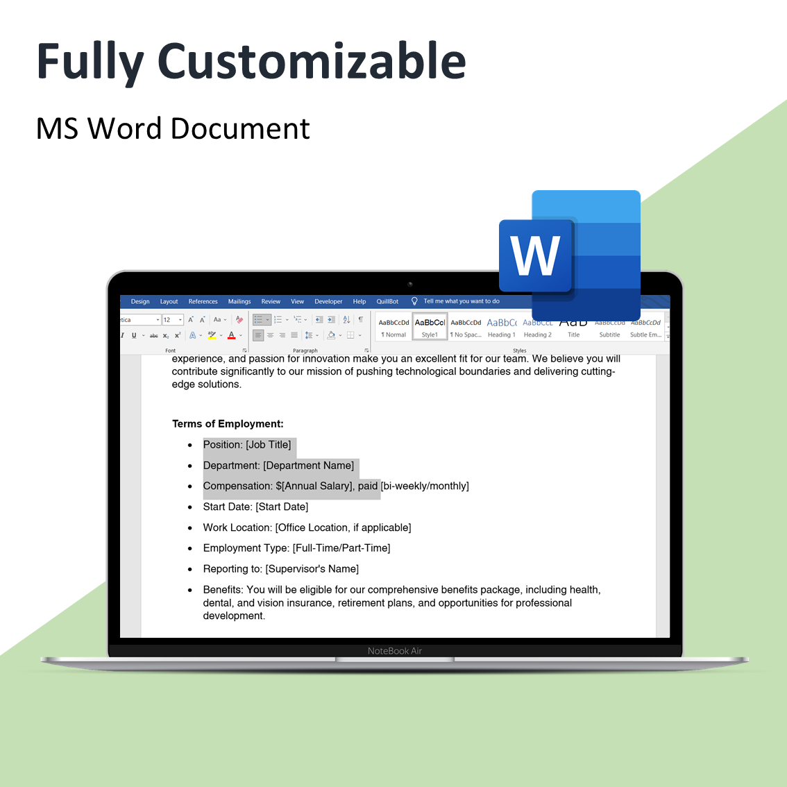 Offer Letter Word Template | Ultimate Resource Kit